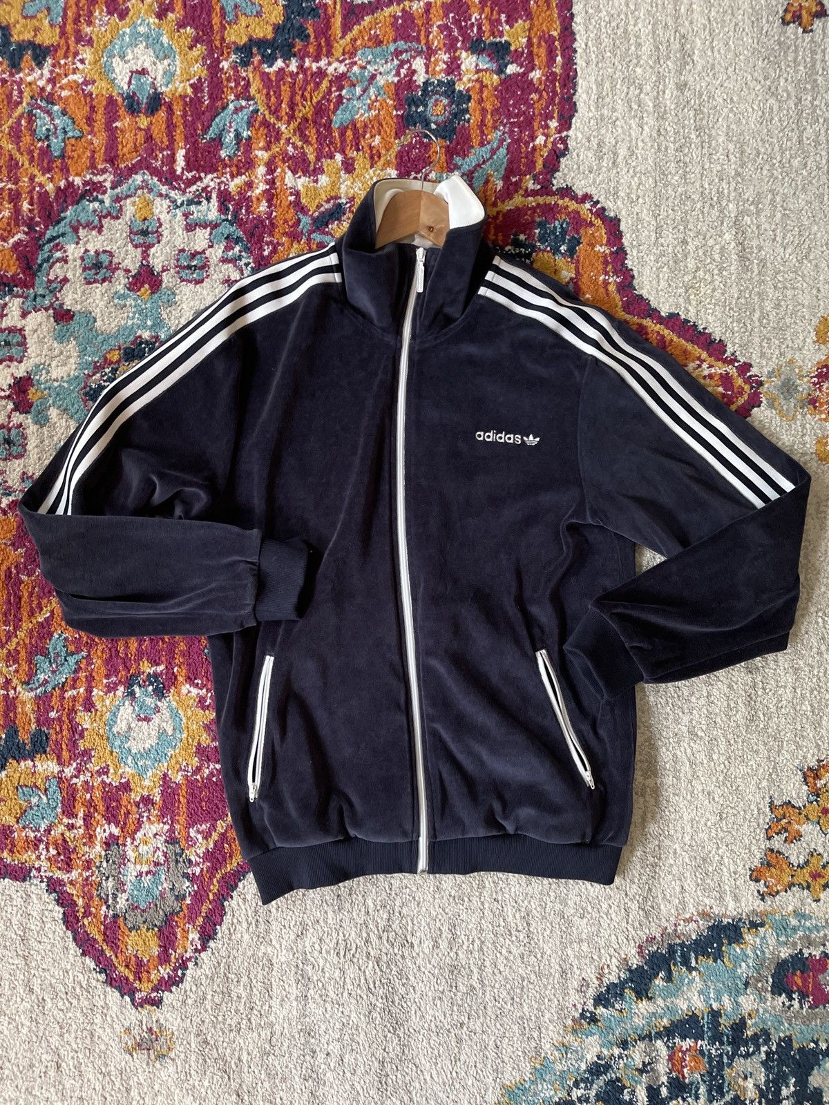 Adidas ADIDAS ORIGINALS NAVY VELOUR TRACK JACKET | Grailed