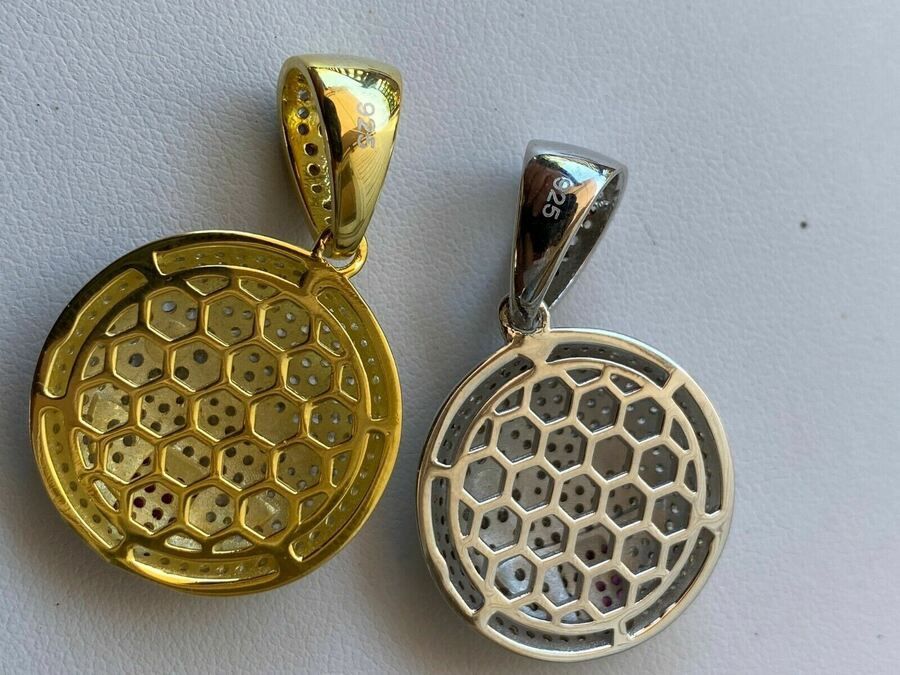 HarlemBling 925 Silver Hip Hop Iced Wink Smiley Face Emoji Pendant ...