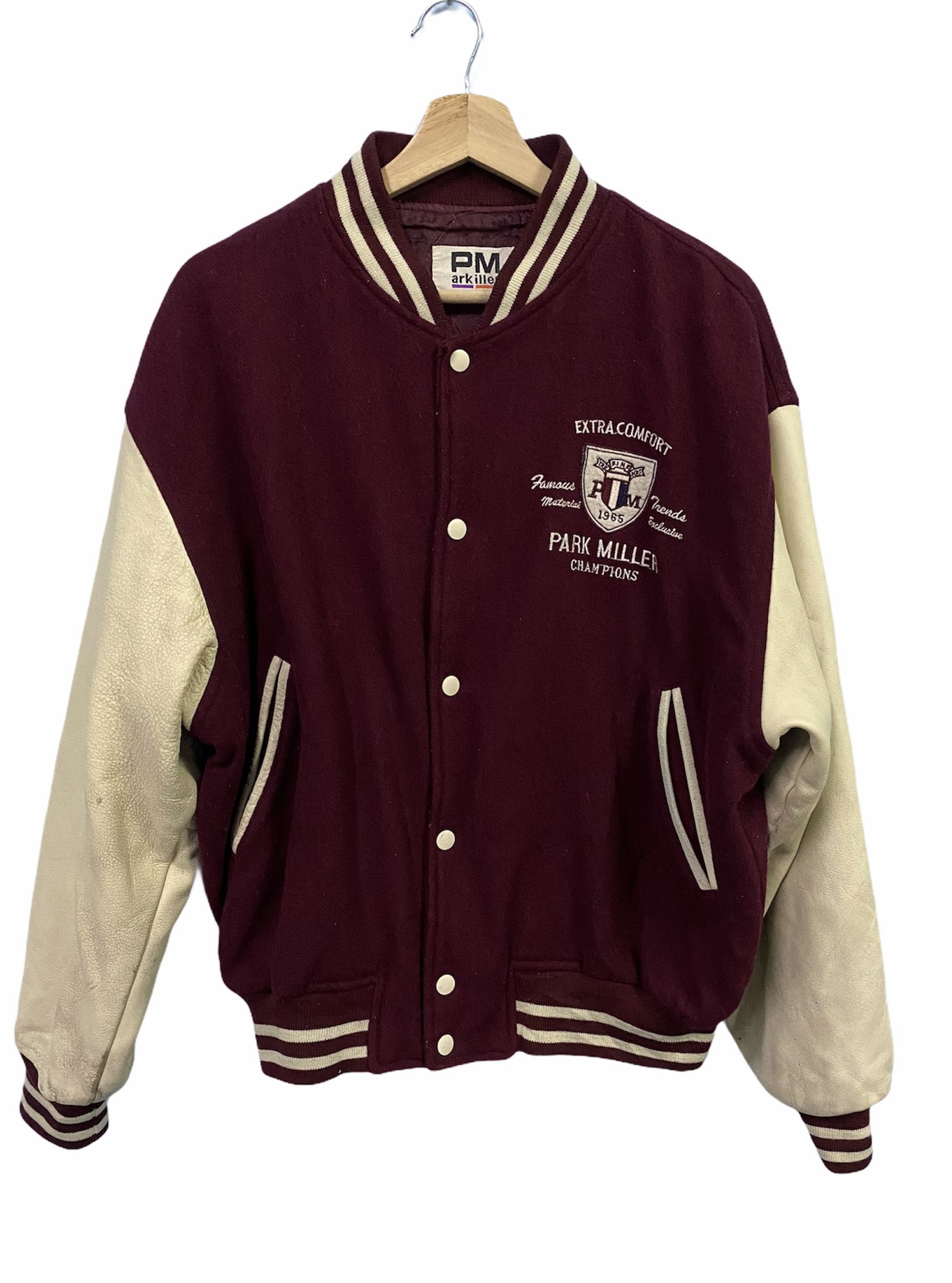 Vintage Vintage PARK MILLER Varsity Jacket Leather Sleeve Big Logo ...