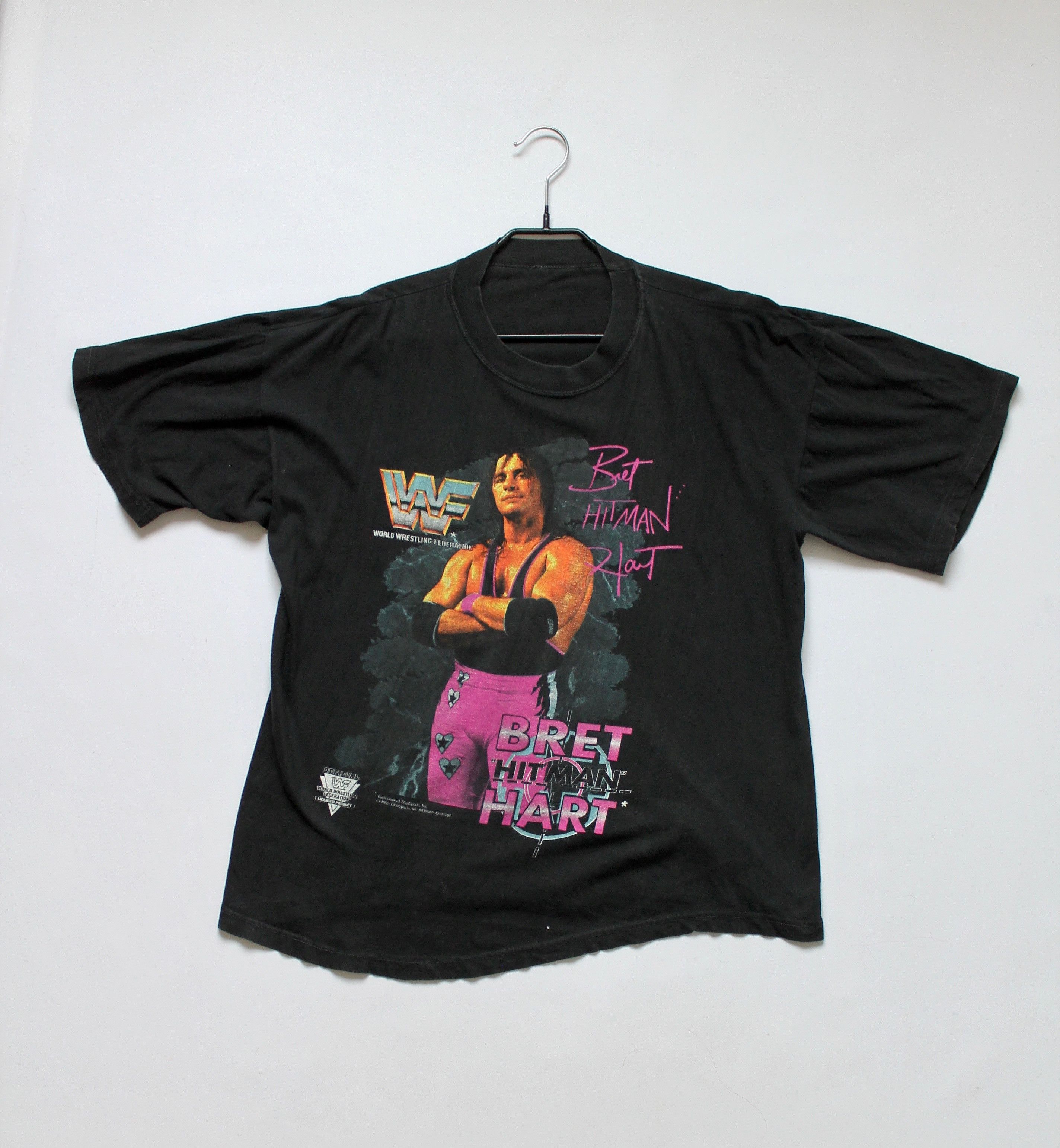 WCW/nWo × WWF RARE 1992 Bret Hart "HITMAN" Vintage WWE WWF Streetwear ...