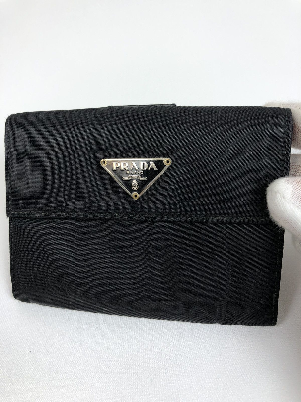 Prada Prada tessuto nero nylon bifold wallet | Grailed