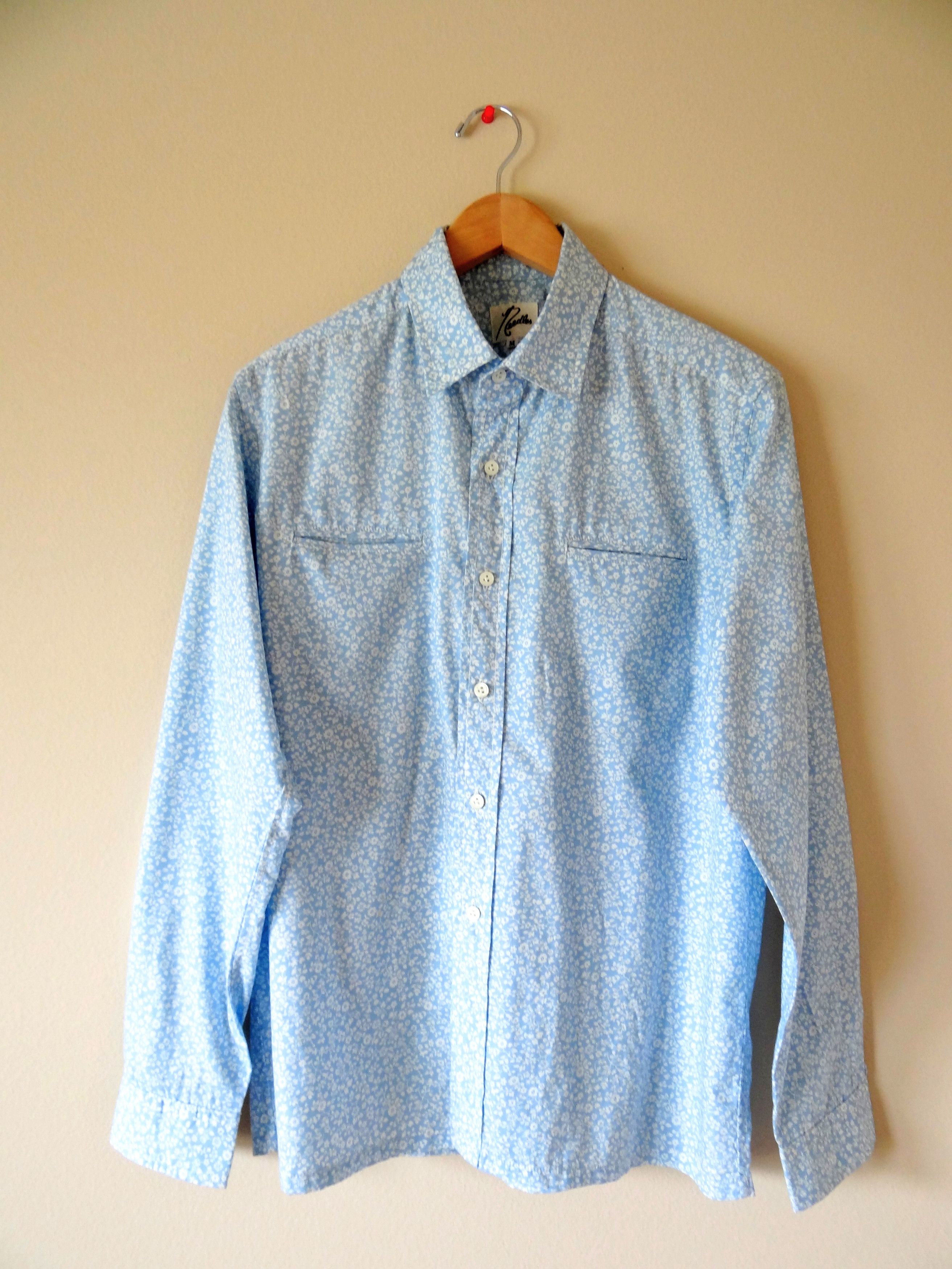 Needles Blue Floral Double Welted Pocket Shirt | Grailed