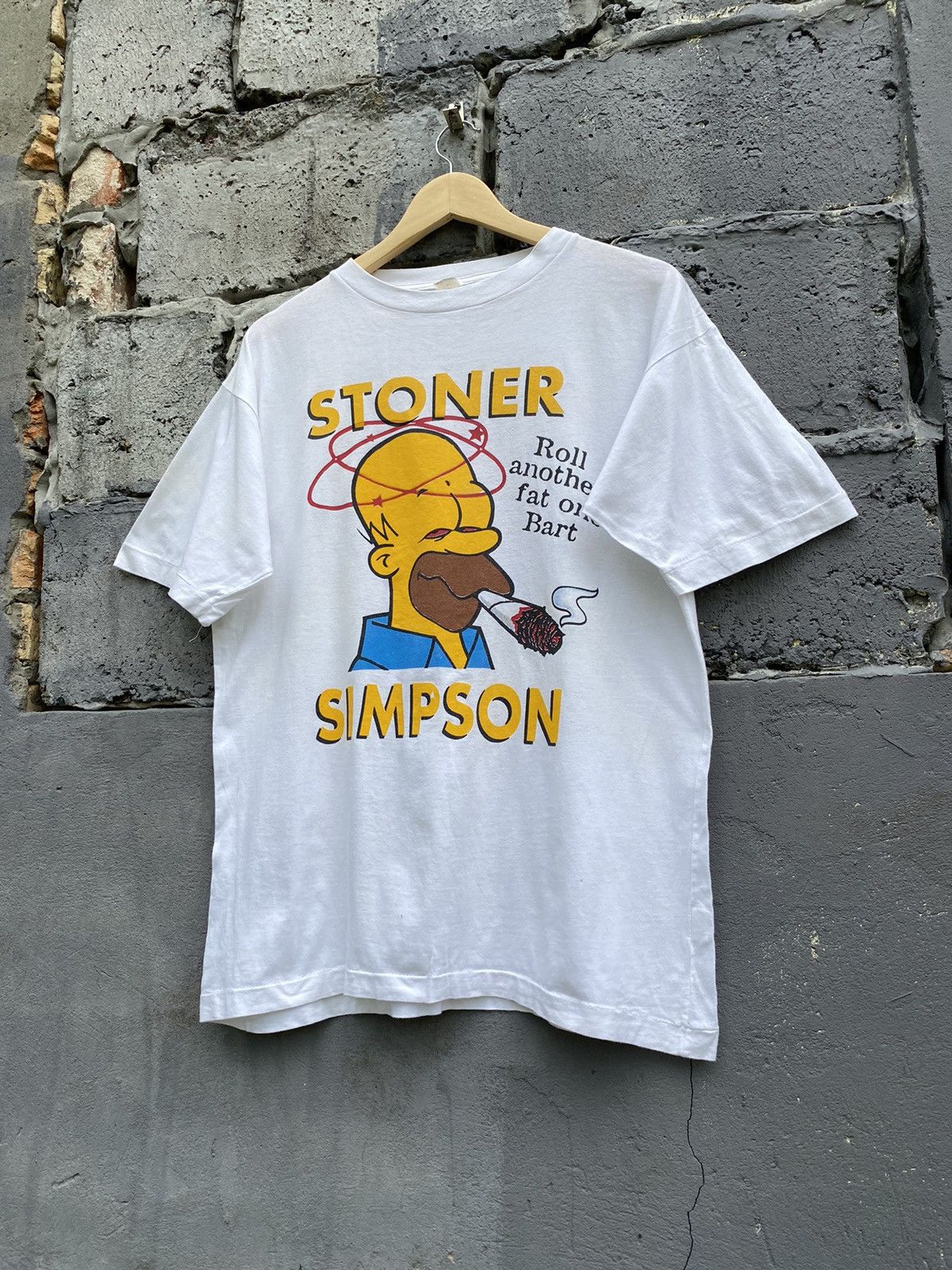 Vintage Vintage 90s The Simpsons Stoner Smoking Weed Joint Tee | Grailed