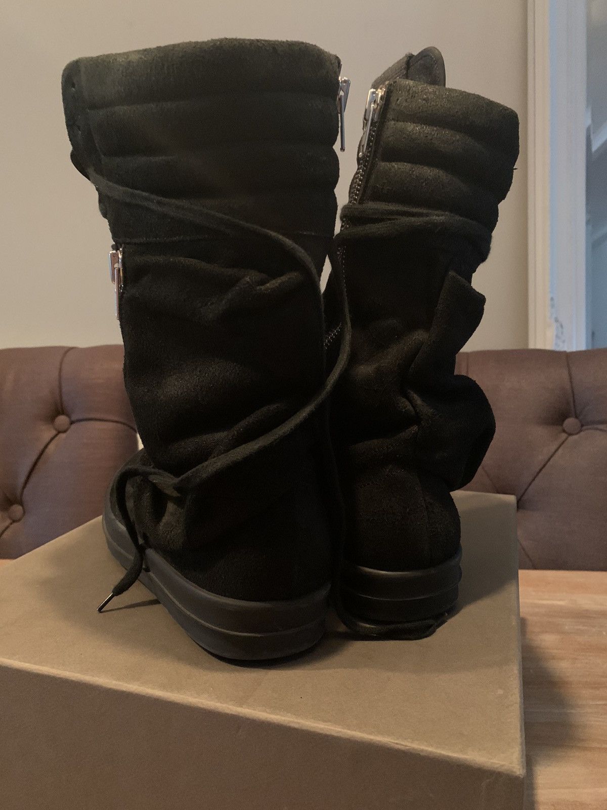 Rick Owens Triple black cargo baskets reversed leather 44EU | Grailed