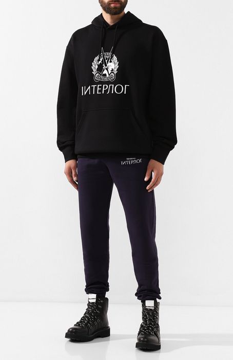 Vetements Black Interpol Logo Oversized Hoodie | Grailed