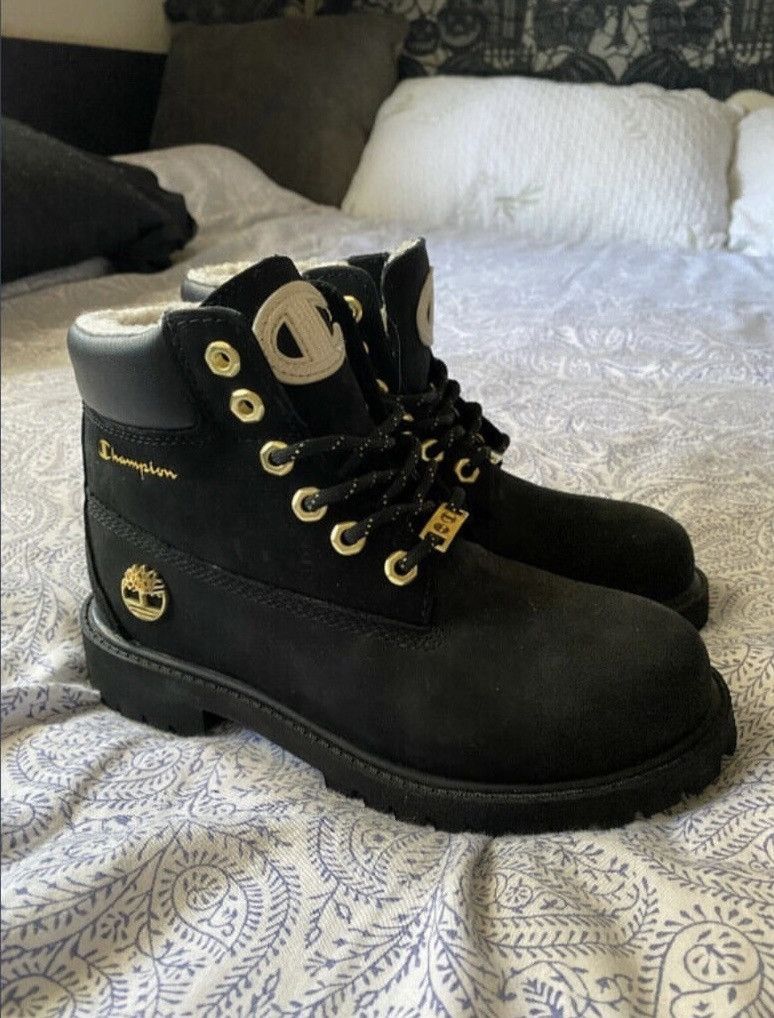 Champion × Timberland Timberland x Champion 6” Black Shearling Boots ...