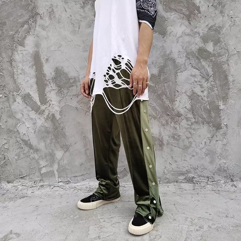 Vintage Side Buttons Velour Split Sweat Pants | Grailed