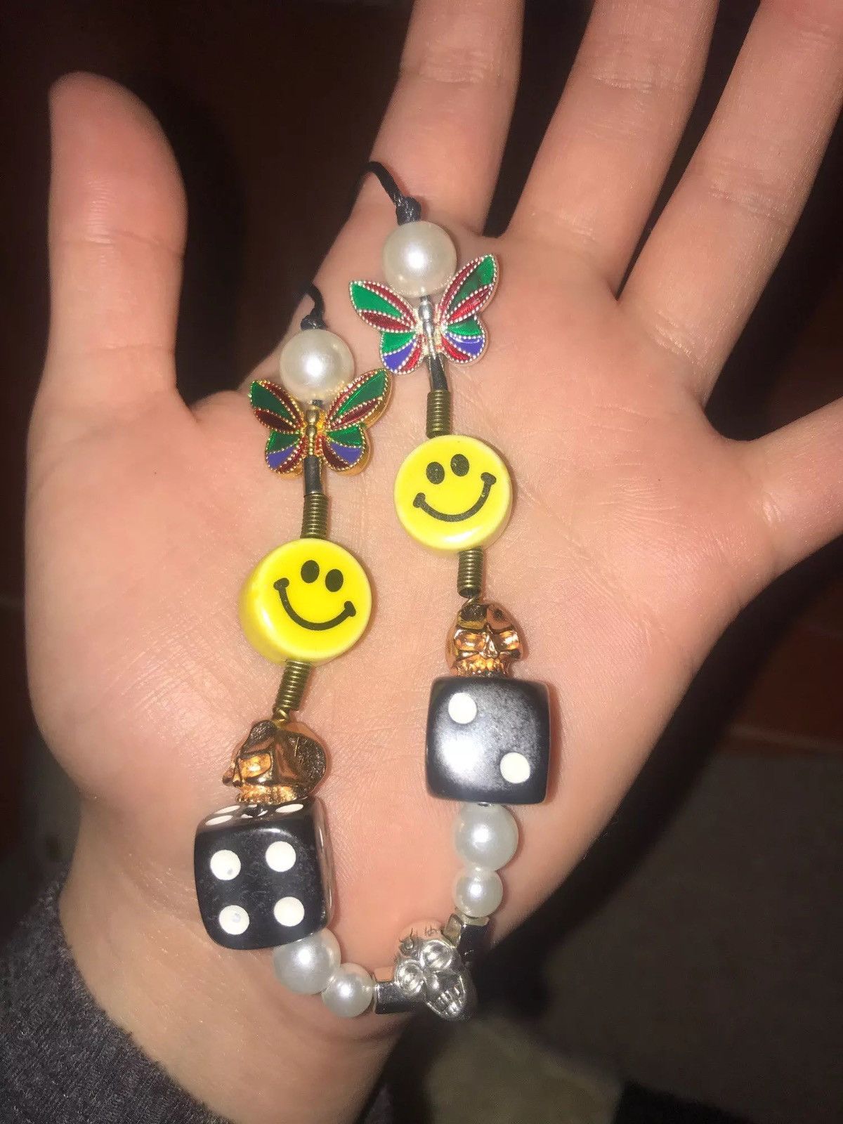 Asap Rocky × Jewelry × Streetwear Dice Skull Pearl Smiley Face Necklace ...