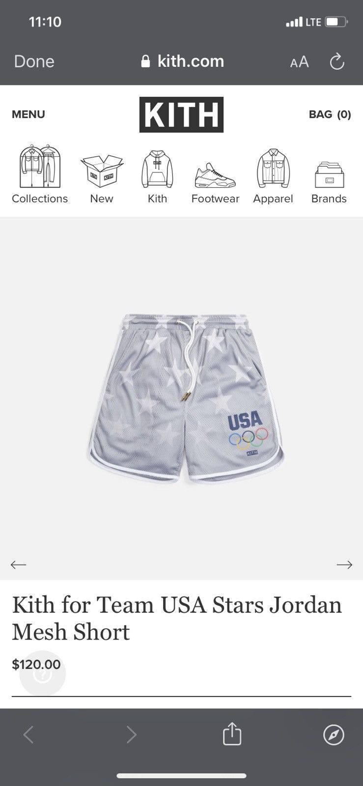 Kith Kith For Team USA Stars Jordan Mesh Short | Grailed