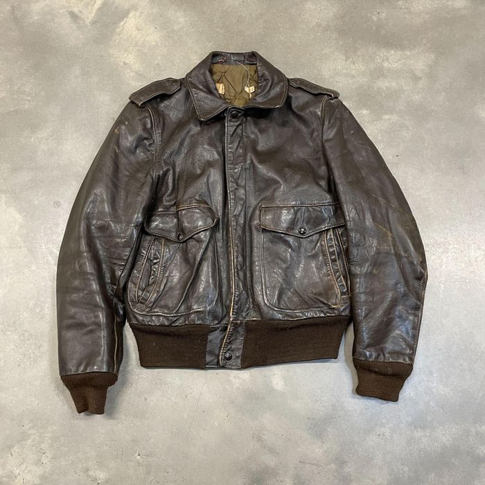 Vintage 70s Cowhide Leather A2 Bomber Jacket Brown 40 Small Nice | Grailed