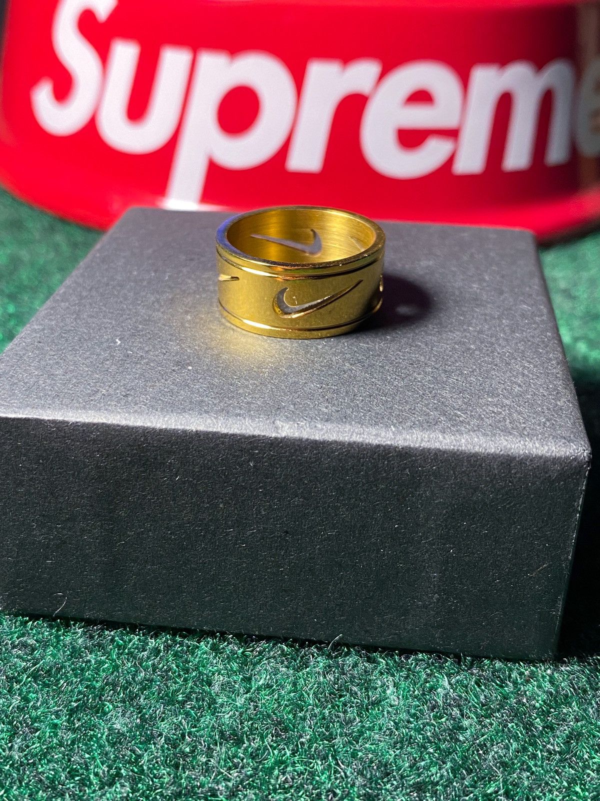 Jewelry × Nike × Vintage Nike Swoosh Pattern Gold Plated Ring | Grailed