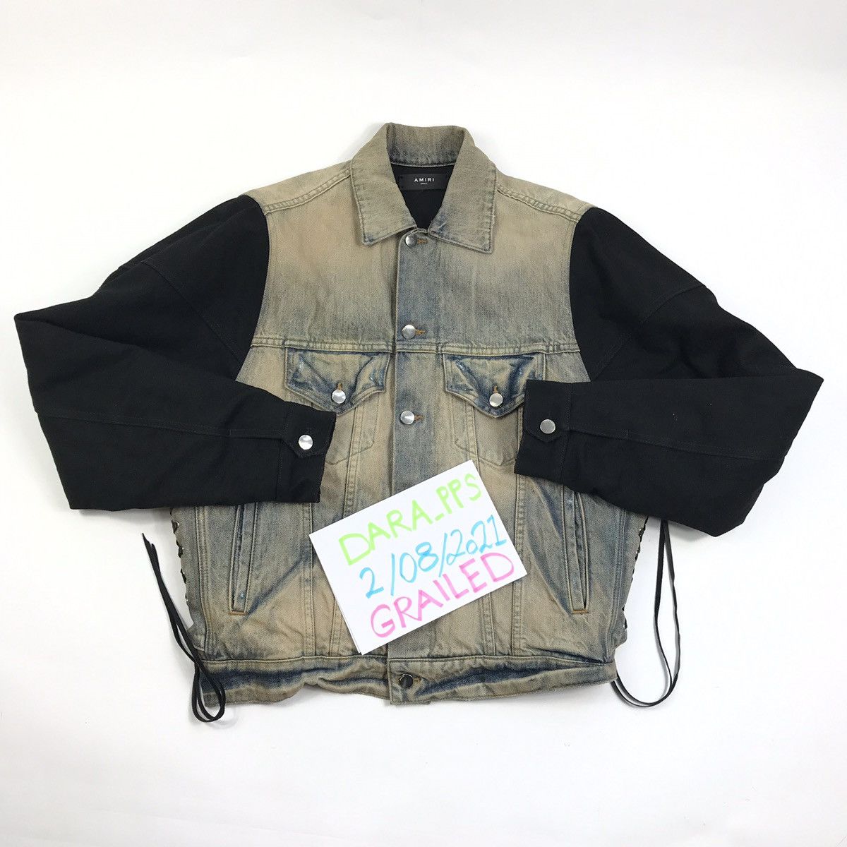 Amiri AMIRI TWO TONE DENIM TRUCKER TASSELED OVERSIZED JACKET | Grailed