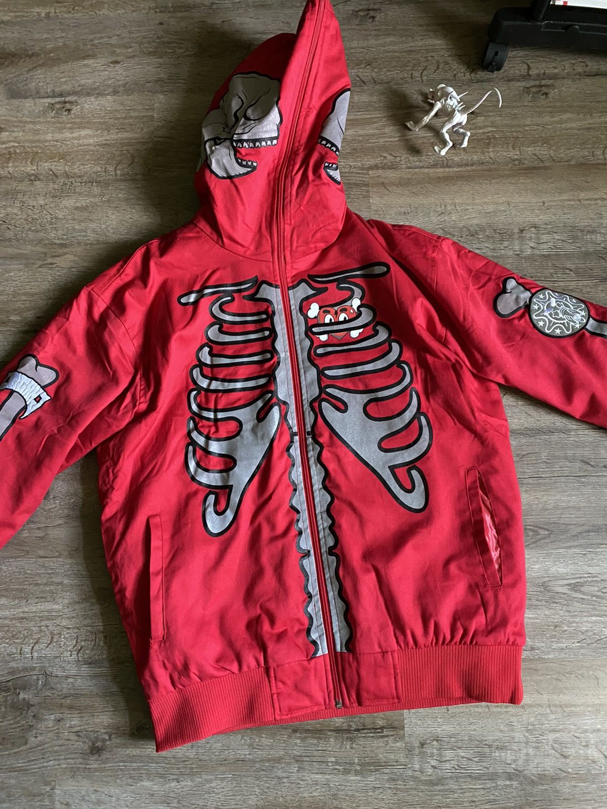 Glo Gang Glo gang 3m red Skelton full zip up jacket rare | Grailed