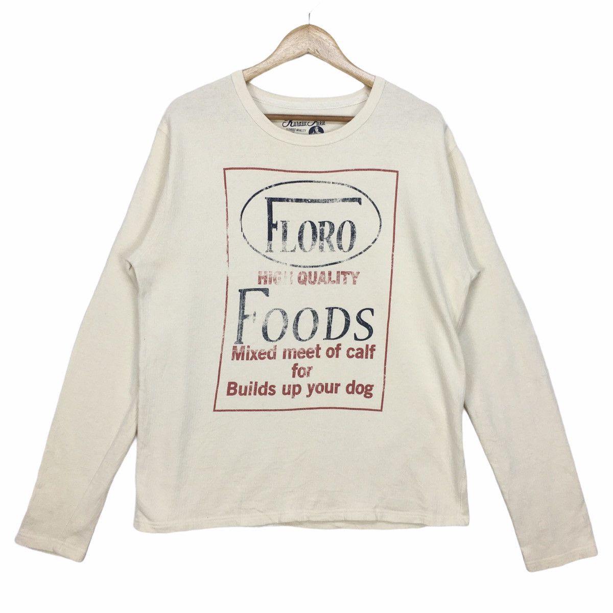 Vintage Kurasu Fuku Big Logo Floro Foods White Crew Sweatshirt LL Sz ...