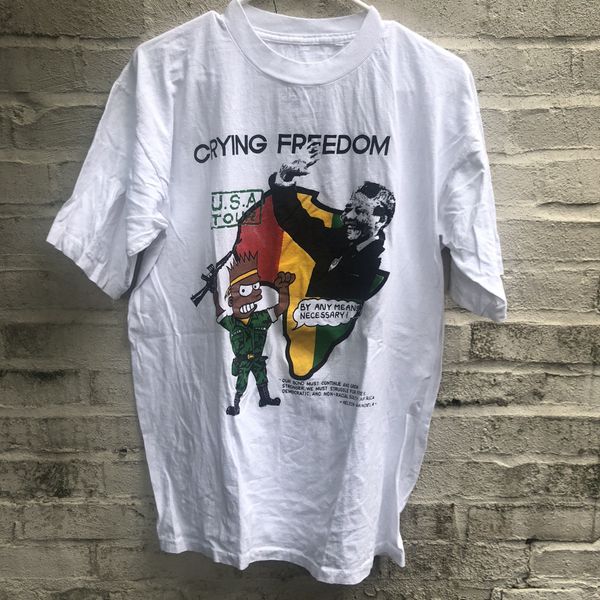Vintage 90’s NELSON MANDELA BART SIMPSON Crying Freedom USA Tour tee ...