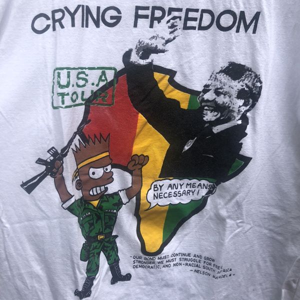 Vintage 90’s NELSON MANDELA BART SIMPSON Crying Freedom USA Tour tee ...