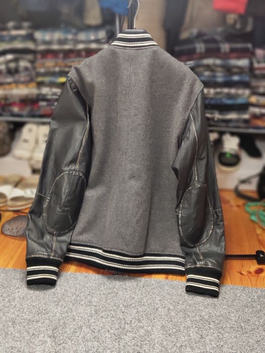 Diesel Vintage Diesel Varsity Bomber Jacket Grey Wool leather | Grailed