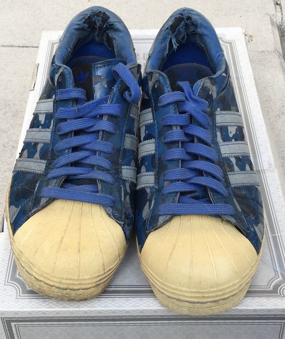 Bape Bape Undefeated Adidas blue camo low top bapestas | Grailed