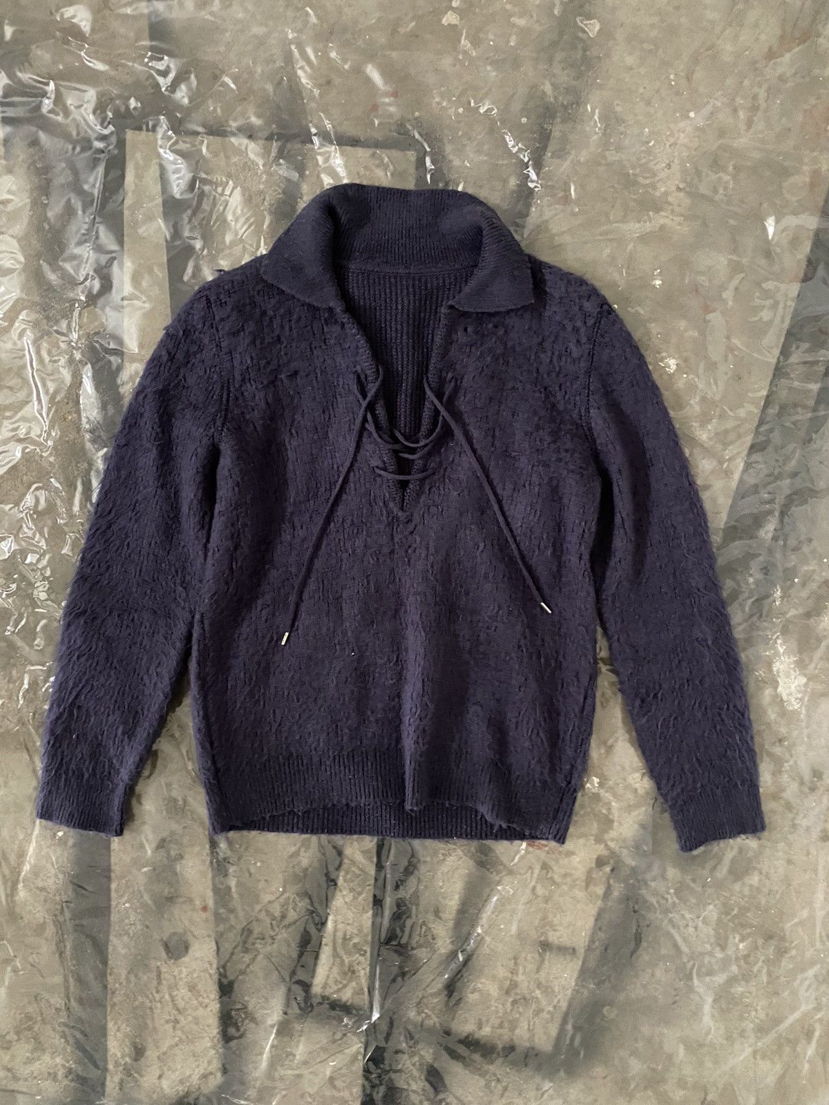 Japanese Brand × Number (N)ine Number nine navy corset mohair sweater ...