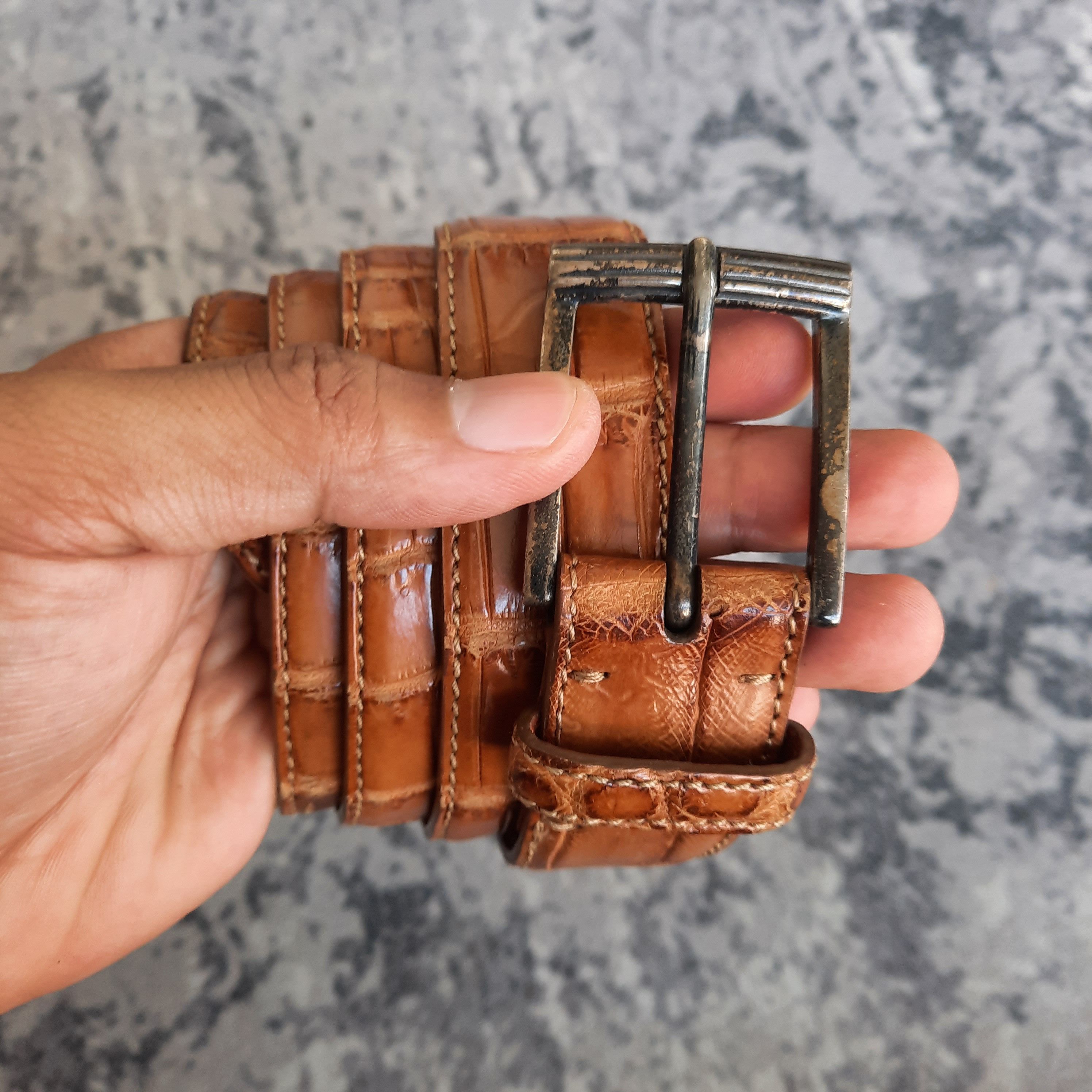 Leather TES made in italy crocodile real leather belt | Grailed