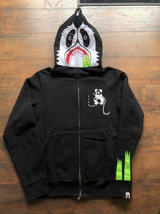 Bape Bape panda face hoodie full zip black | Grailed
