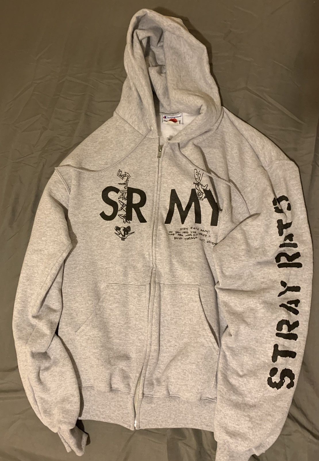 Champion × Stray Rats Stray Rats Champion SRMY “army” zip up hoodie ...