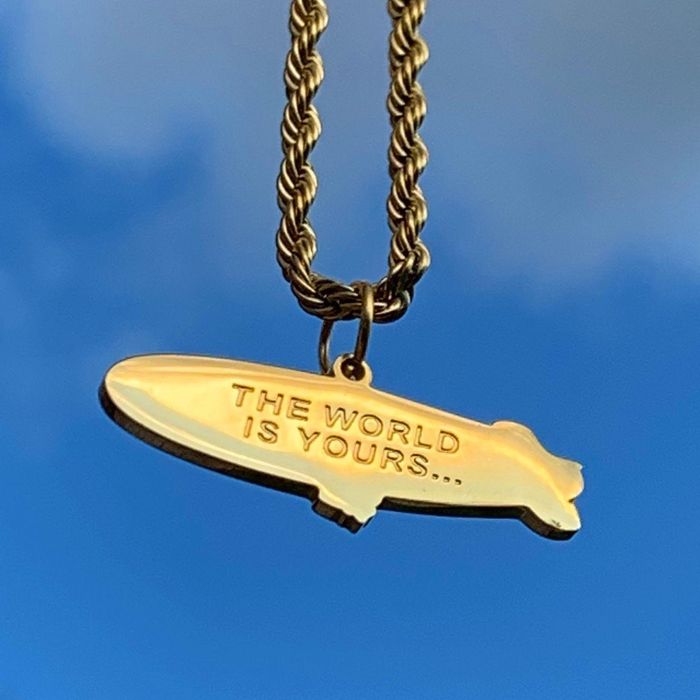 Streetwear Gold Scarface Blimp Pendant The World Is Yours Rope Chain ...