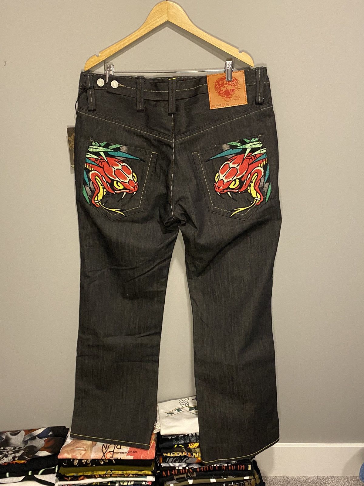 Ed Hardy Ed Hardy 2008 rhinestone embroidered jeans | Grailed