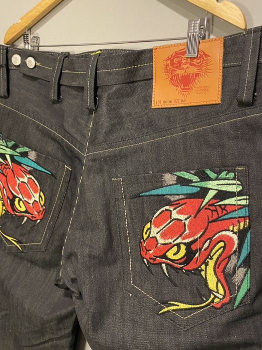 Ed Hardy Ed Hardy 2008 rhinestone embroidered jeans | Grailed