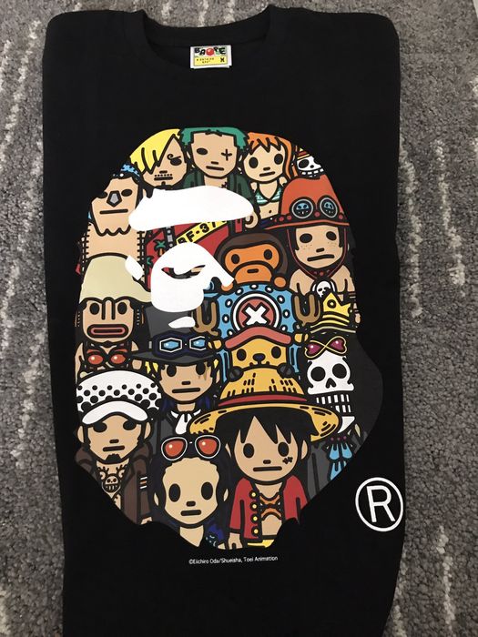 Bape Bape X One Piece ONEPIECE CHARACTERS APE HEAD TEE MENS VERY RARE ...