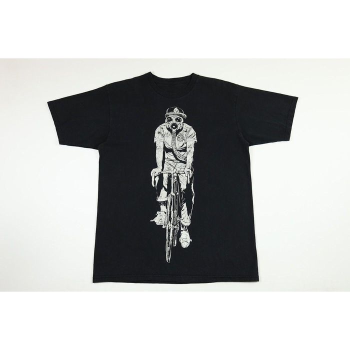 Vintage Y2K Obey Gas Mask Bike Cyclist Doomsday Cracked Graphic Tee ...