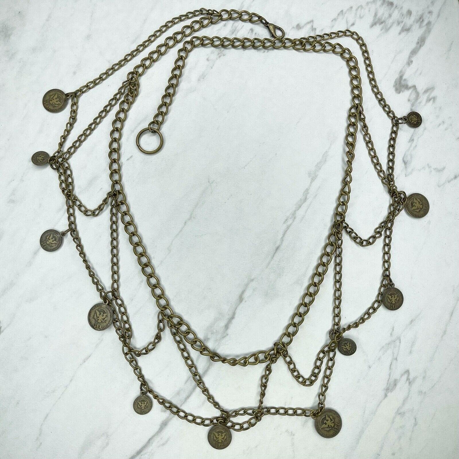 Other Bronze Tone Coin Drape Belly Body Chain Link Belt One Size | Grailed