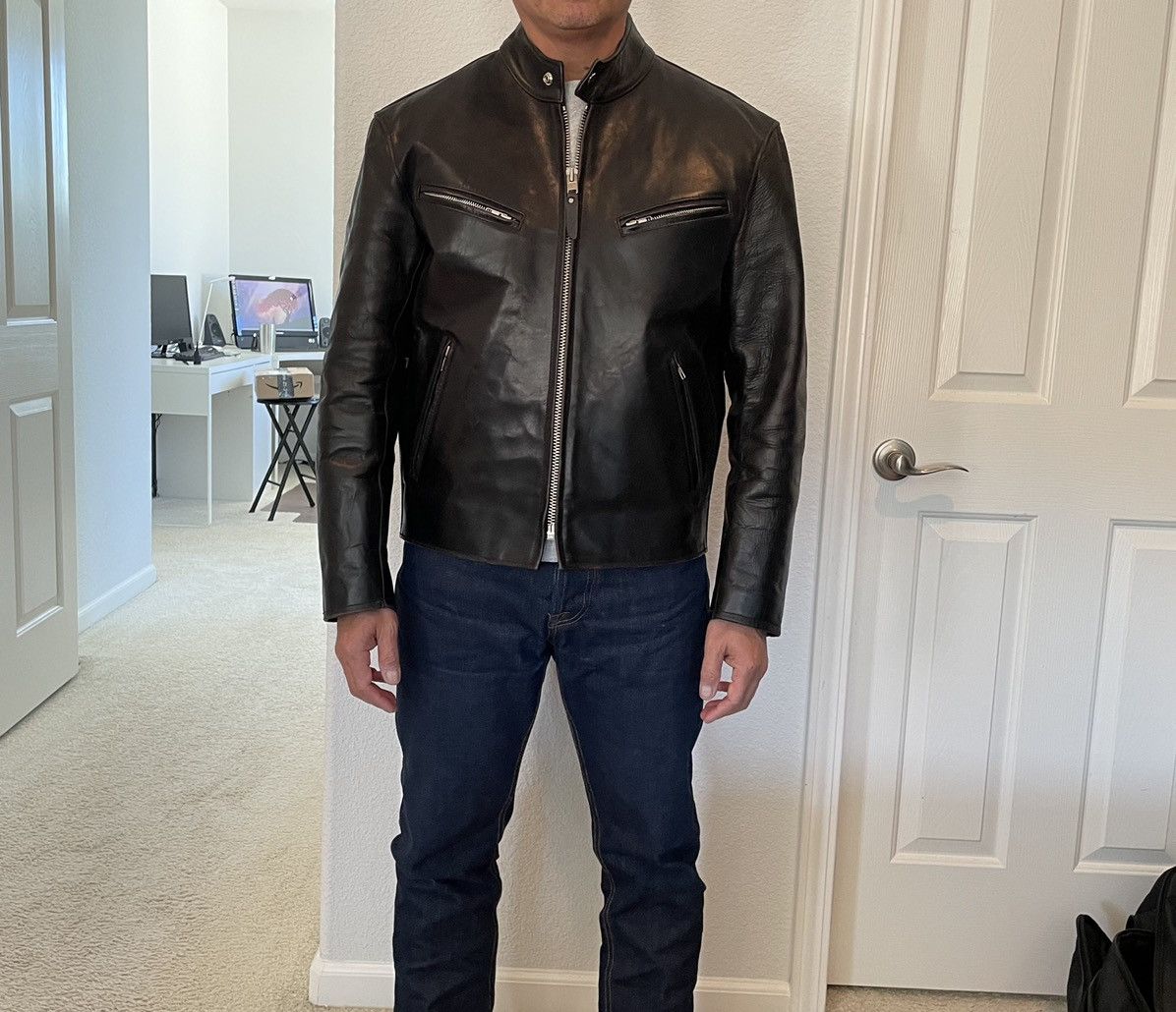 Other Custom Cafe Racer, Horween 4oz CXL Tea Core Leather Jacket | Grailed