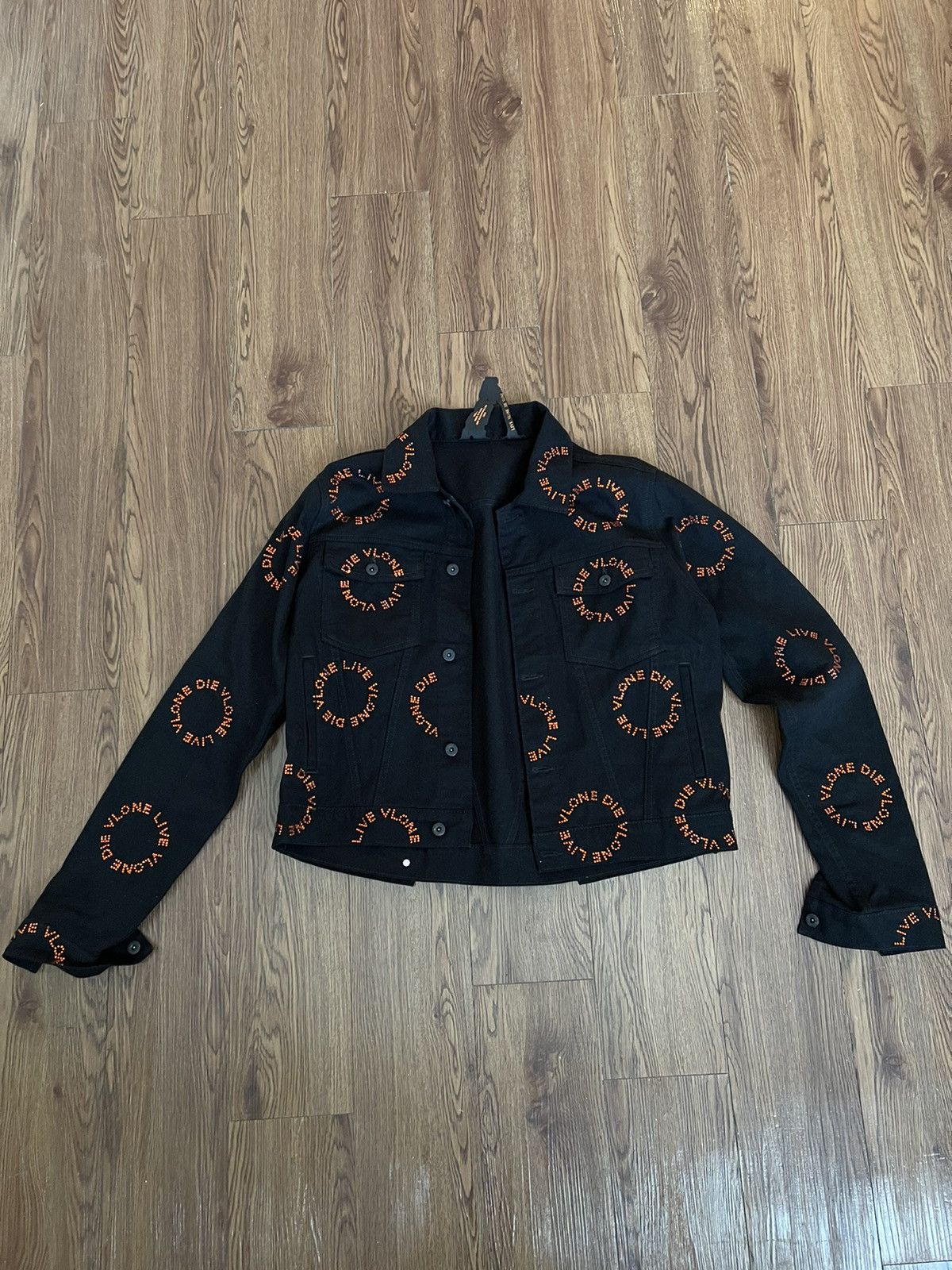 Vlone Vlone Red Rhinestone Denim Jacket | Grailed