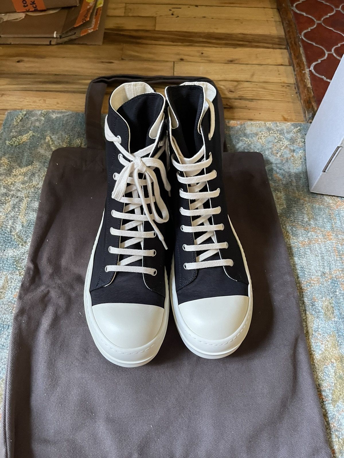 Rick Owens × Rick Owens Drkshdw Rick Owens Ramones high top sneakers ...
