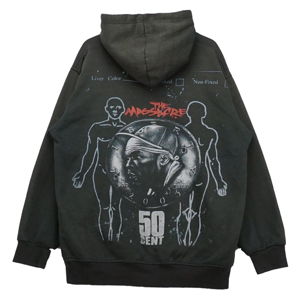 50 Cent × Rap Tees × Vintage Vintage Faded 50 Cent The Massacre Hoodie ...
