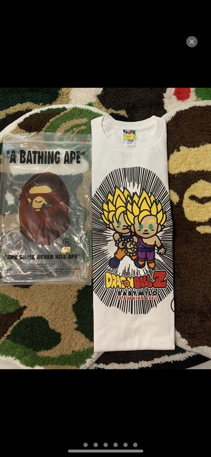Bape Bape DBZ Goku & Gohan Ape Head Tee. (LARGE) | Grailed