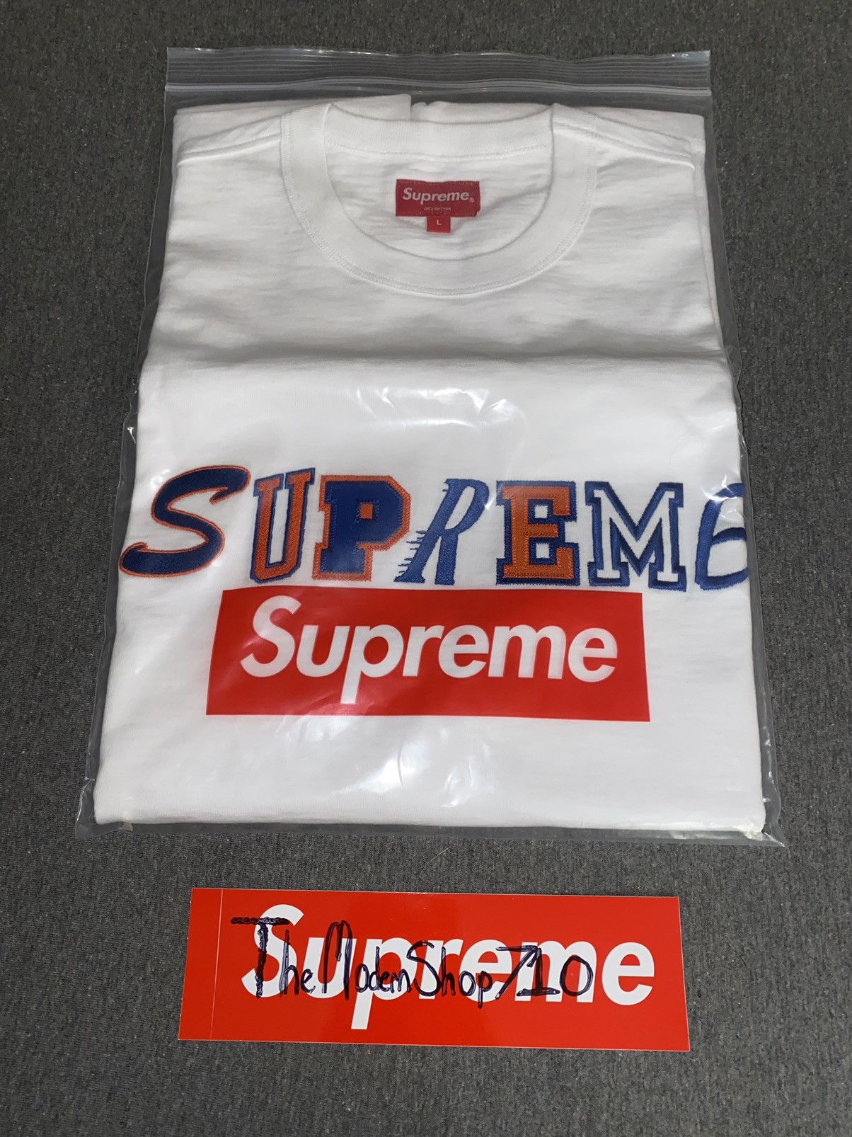 Supreme Supreme Collage Logo S/S Top (White) | Grailed