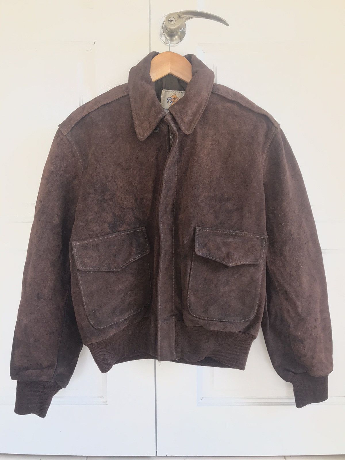 Vintage VINTAGE 70's GOLDEN BEAR LEATHER JACKET MENS A-2 WWII | Grailed