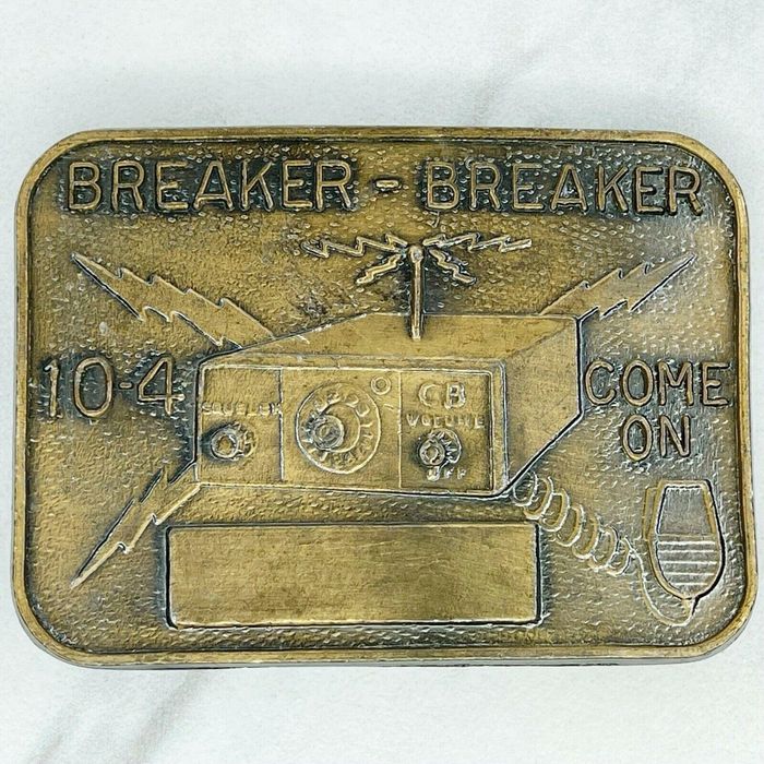 Other Gold Tone Vintage Breaker Breaker 10-4 CB Radio Belt Buckle | Grailed