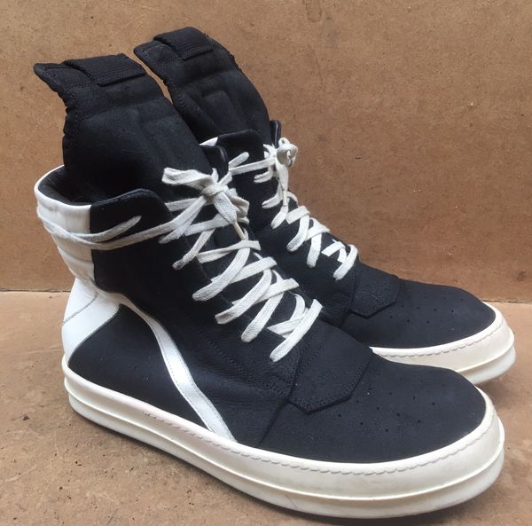 Rick Owens Rick owens Geobaskets classic Black / white | Grailed