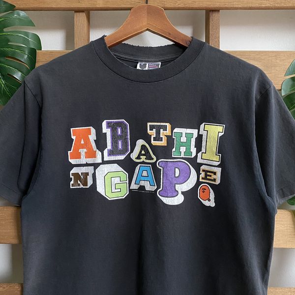 Bape Bathing Ape Bape Rainbow Font Thrashed Sun Faded | Grailed