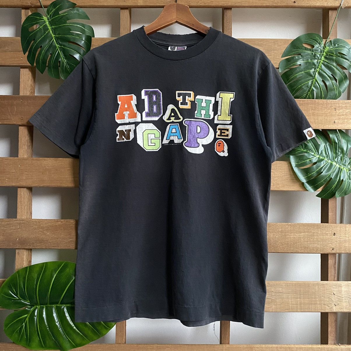 Bape Bathing Ape Bape Rainbow Font Thrashed Sun Faded | Grailed