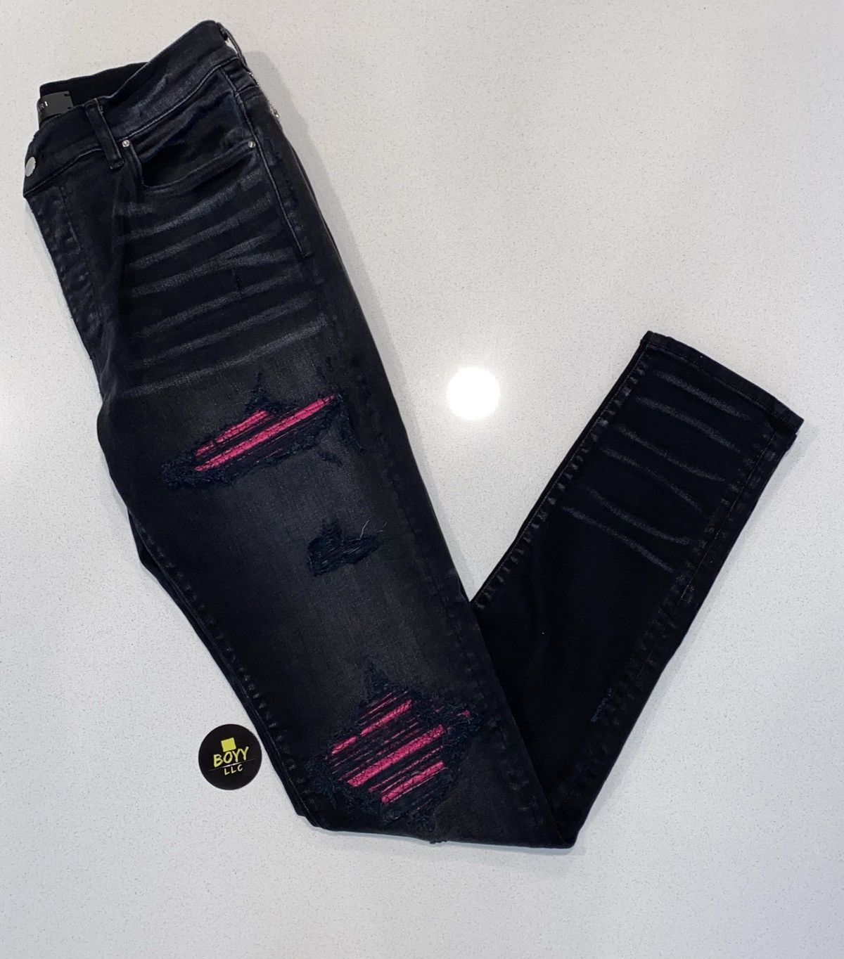 Amiri Amiri mx1 pink patch jeans | Grailed