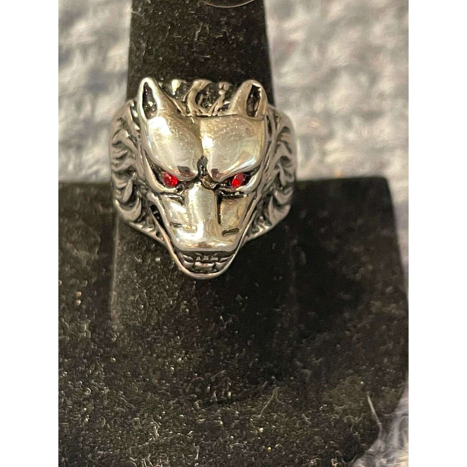 Other Stainless Steel Wolf Head Ring Werewolf Red Rhinestone 10 | Grailed
