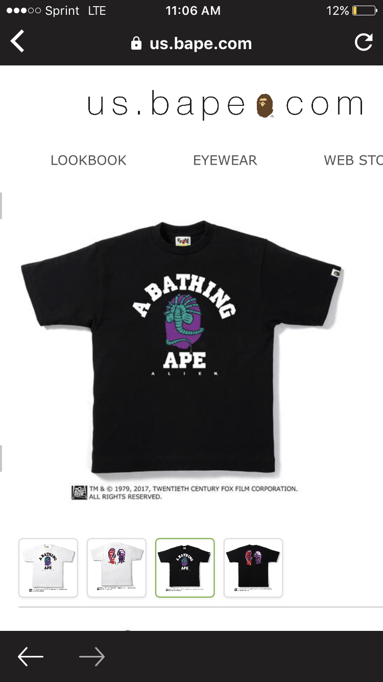 Bape Bape x Alien Face Hugger Tee | Grailed