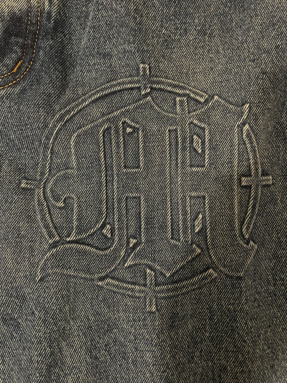 Menace MENACE LOS ANGELES EMBOSSED TARGET LOGO DENIM PANTS | Grailed