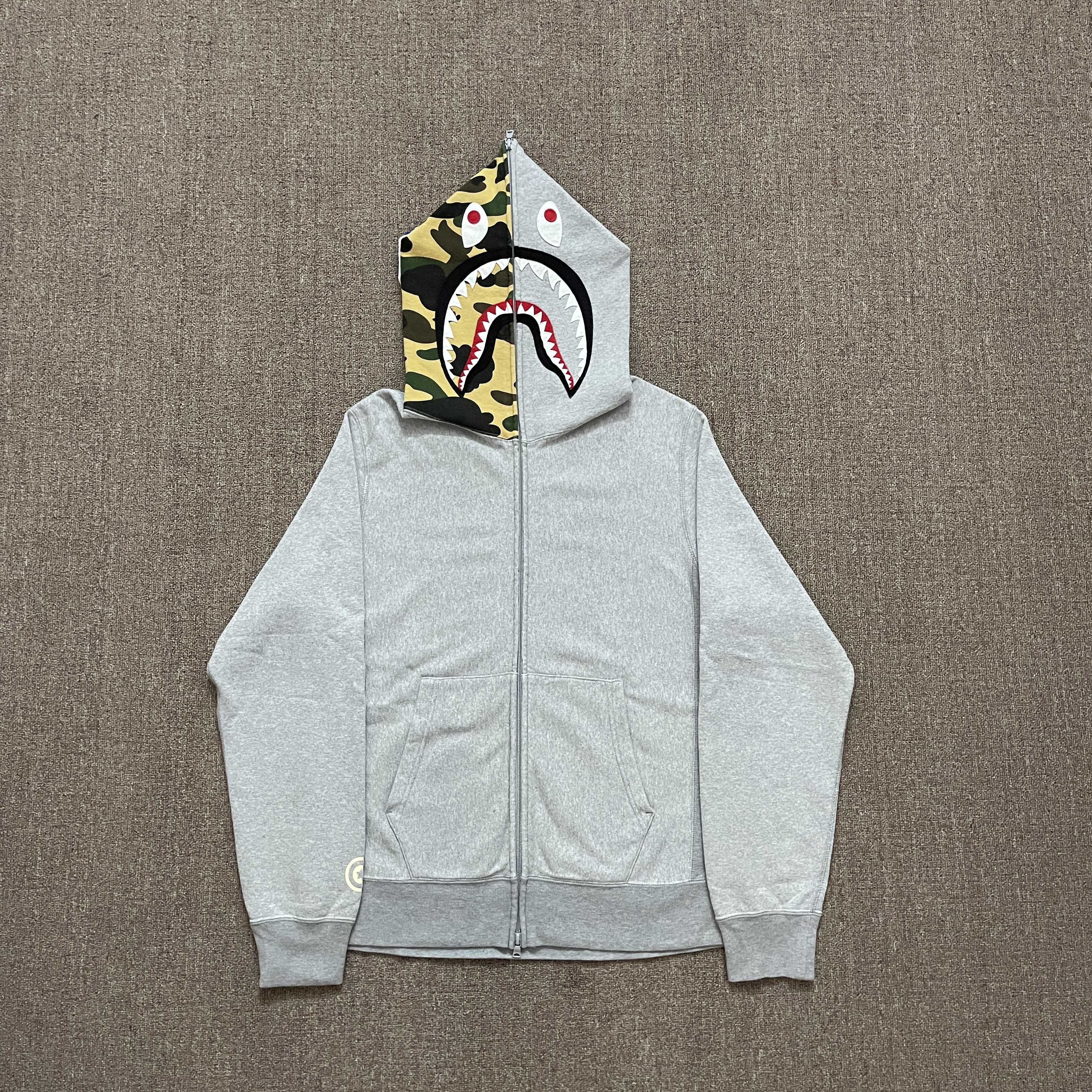 Bape Bape Half Yellow Shark Full ZIp Up Hoodie | Grailed