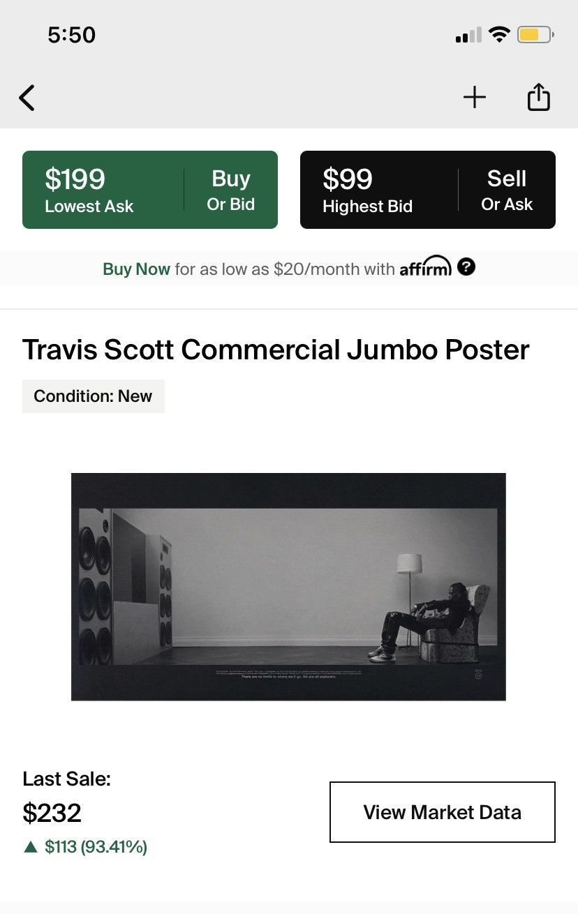 Travis Scott Travis Scott Commercial Jumbo Poster | Grailed