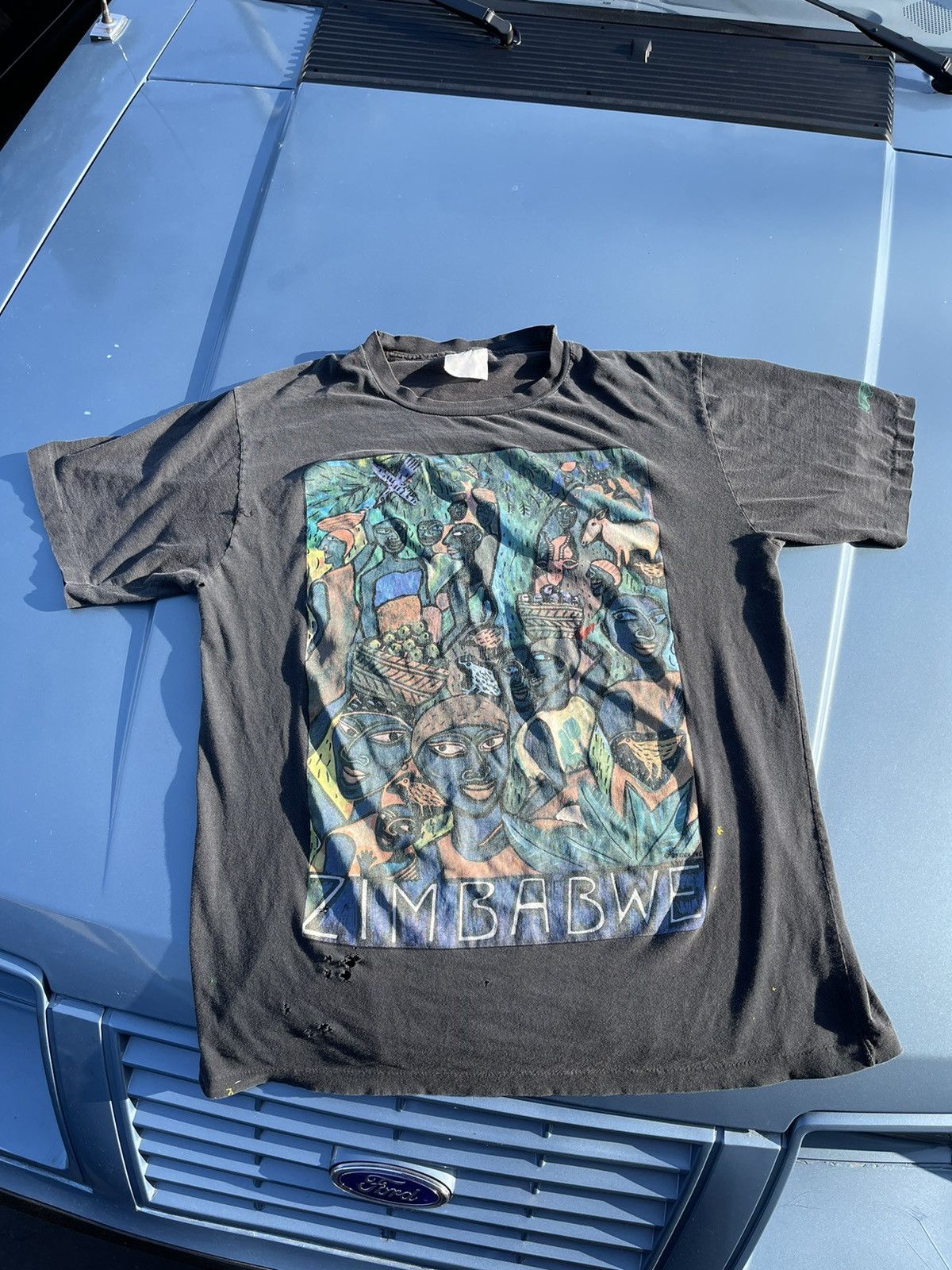 Art × Vintage Vintage 90s Art Zimbabwe Faded Tee | Grailed